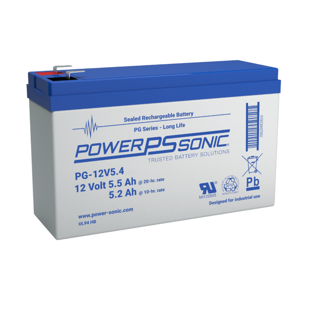 Power-Sonic PG-12V5.4FR 12 Volt 5.5 Ah F2 SLA Rechargeable Battery ...