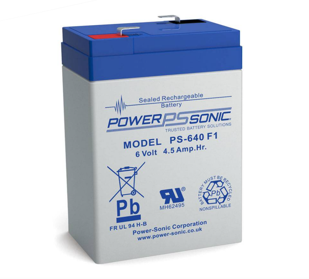 Power-Sonic PS-640F1 6 Volt 4.5 Ah F1 SLA Rechargeable Battery ...